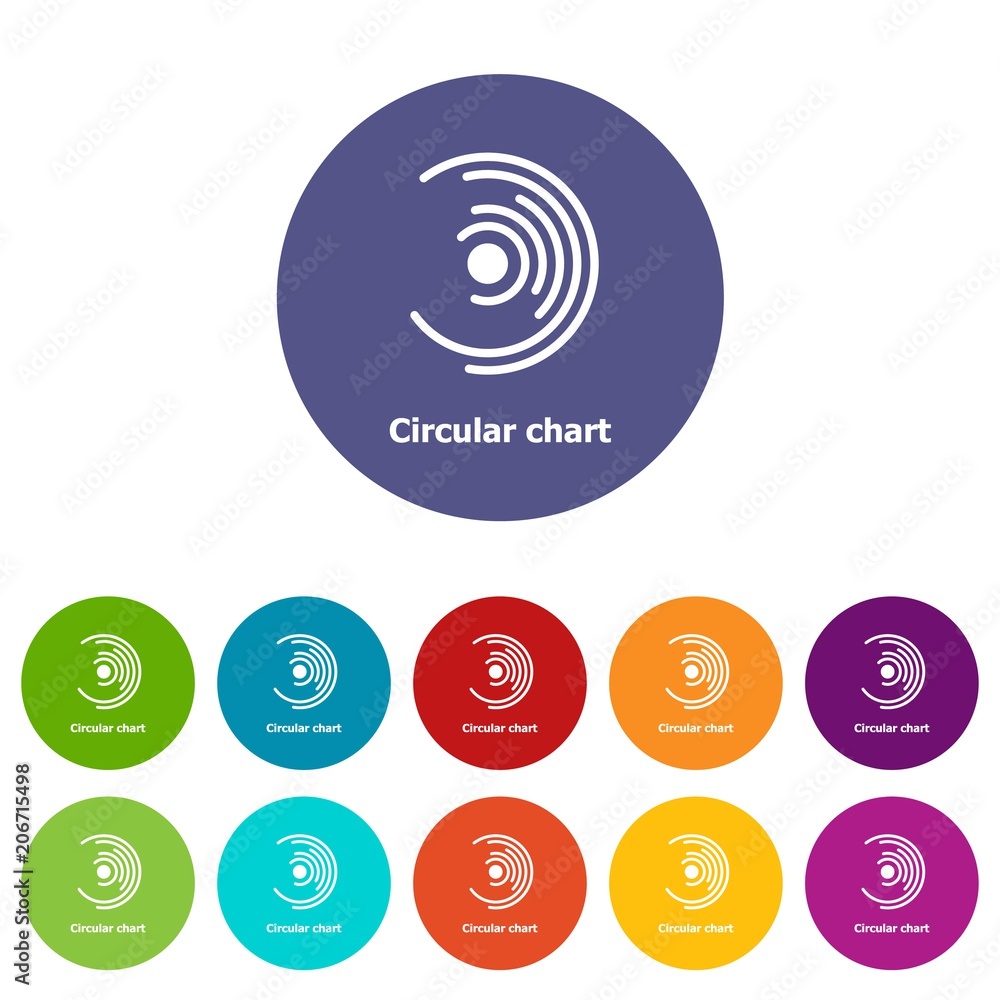 Circular chart icons color set vector for any web design on white ...