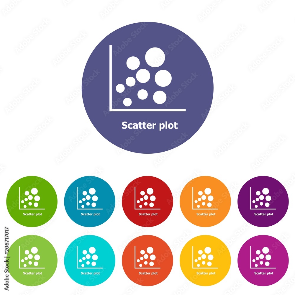 Scatter plot icons color set vector for any web design on white ...