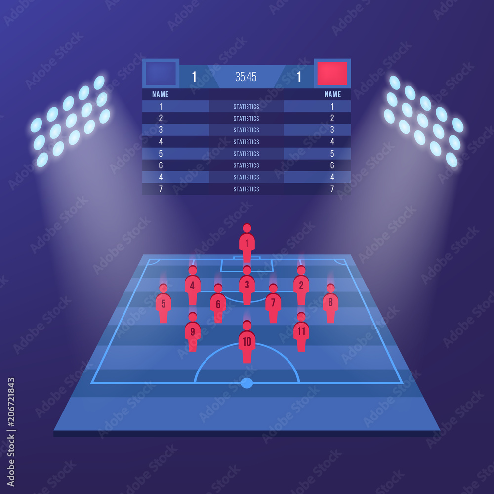 soccer jersey or football kit with match formation tactic infographic ...