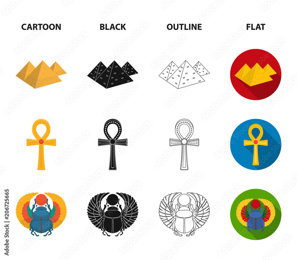 Anubis, Ankh, Cairo citadel, Egyptian beetle.Ancient Egypt set ...