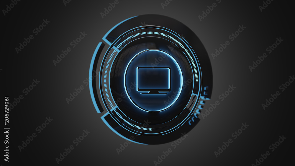 Shinny technologic computer button isolated on an uniform background ...