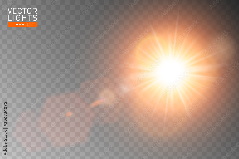 Vector transparent sunlight special lens flare. Abstract sun flash rays ...