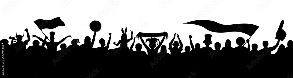 Crowd fans silhouettes Stock Vector | Adobe Stock