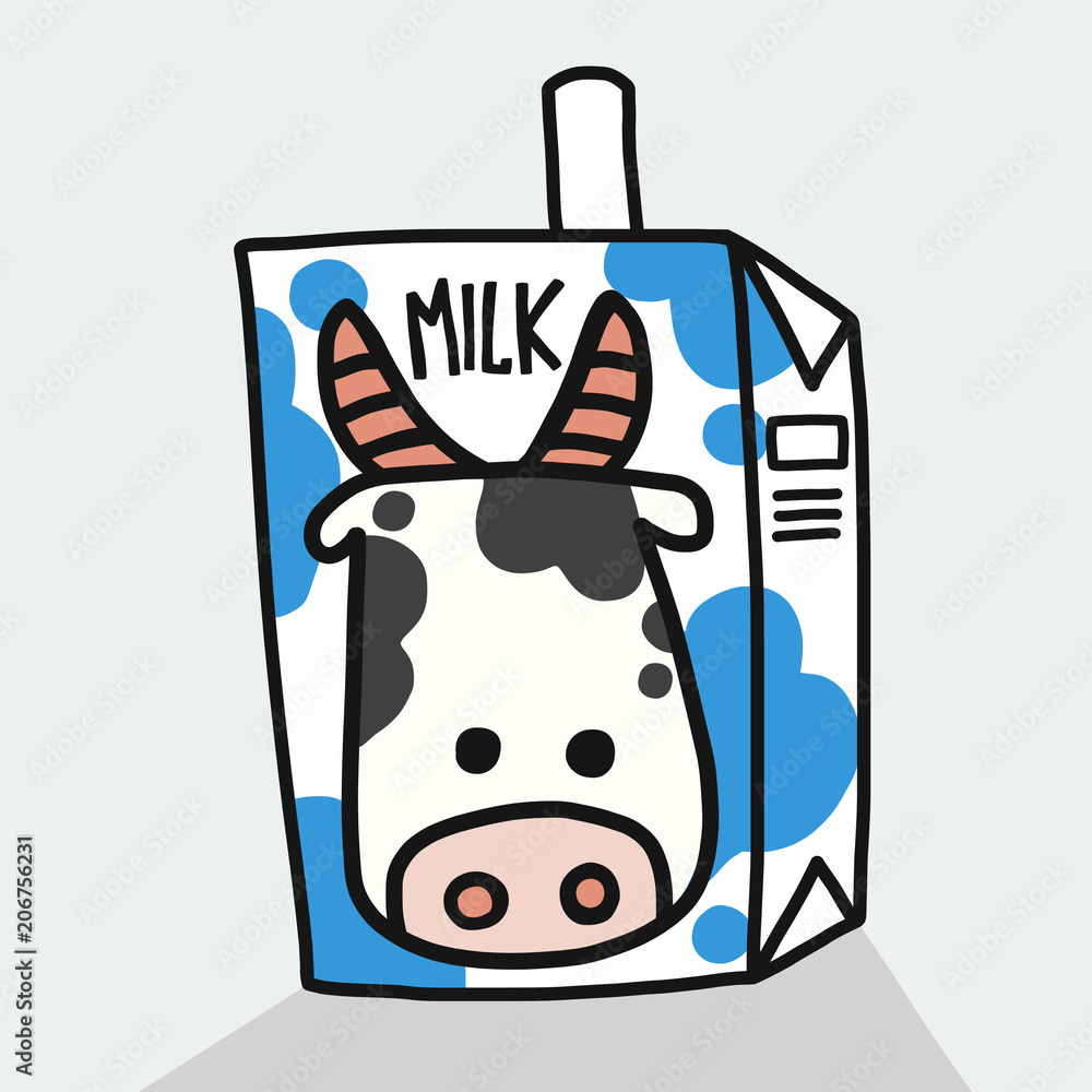 Milk box cartoon vector illustration doodle style Stock Vector | Adobe ...