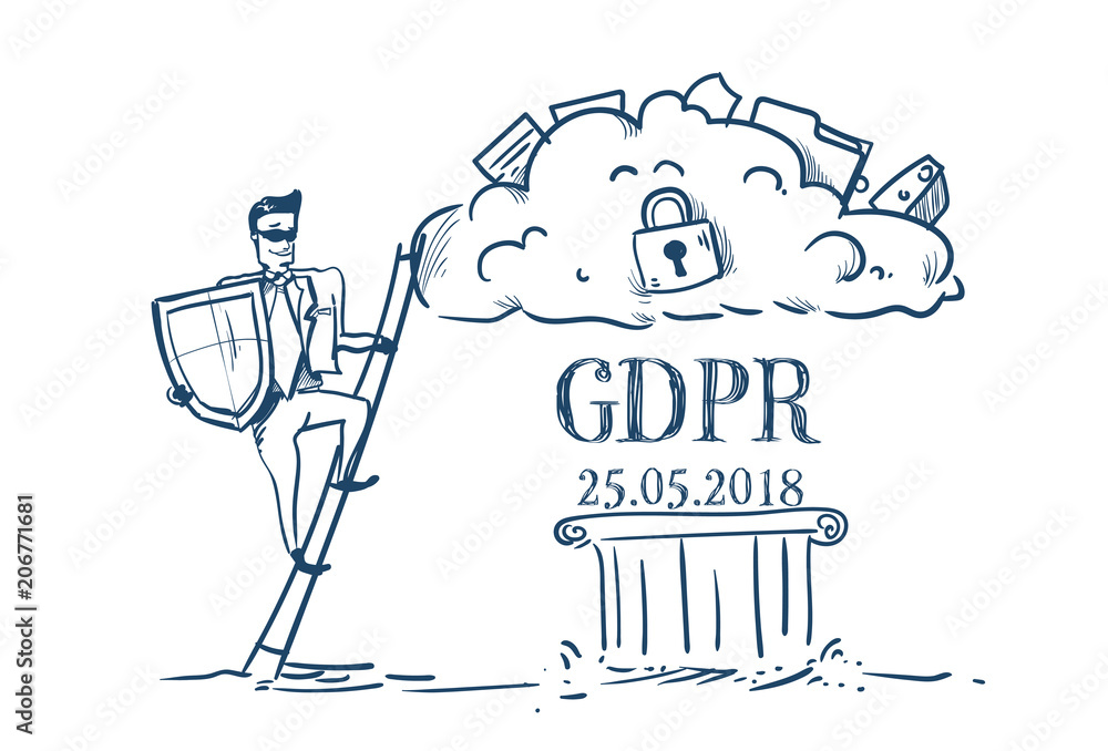 man in business suit shield climb the ladder data cloud General Data ...
