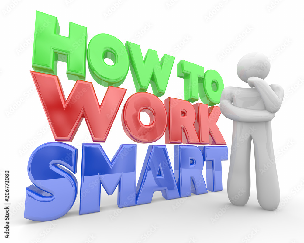 How to Work Smart Thinker Person Words 3d Render Illustration Stock ...