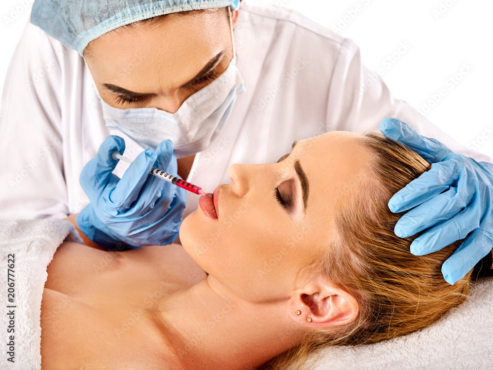 Filler injection for female forehead face. Plastic aesthetic facial ...