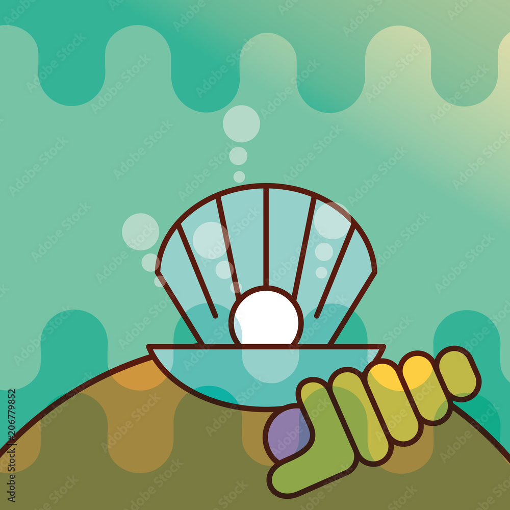 clam shell sea life cartoon vector illustration Stock Vector | Adobe Stock