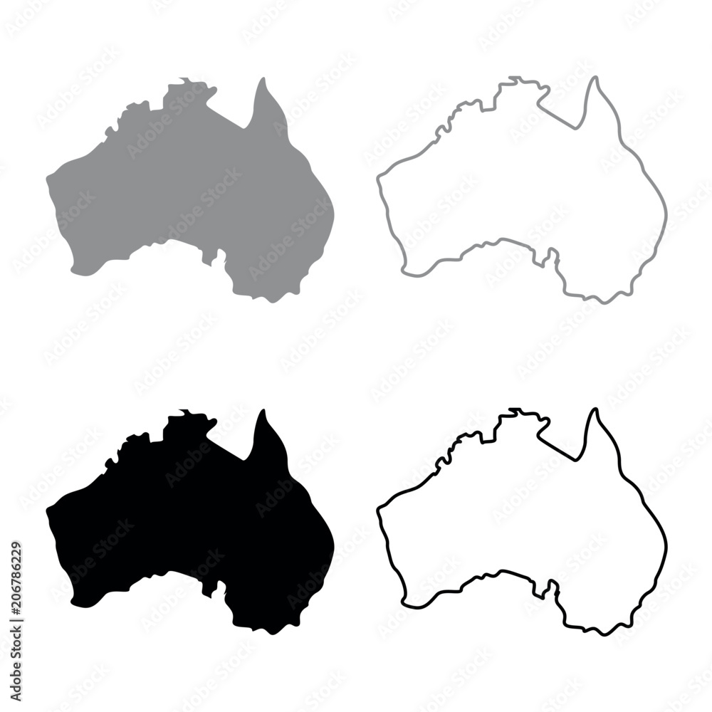 Map of Australia icon set grey black color Stock Vector | Adobe Stock