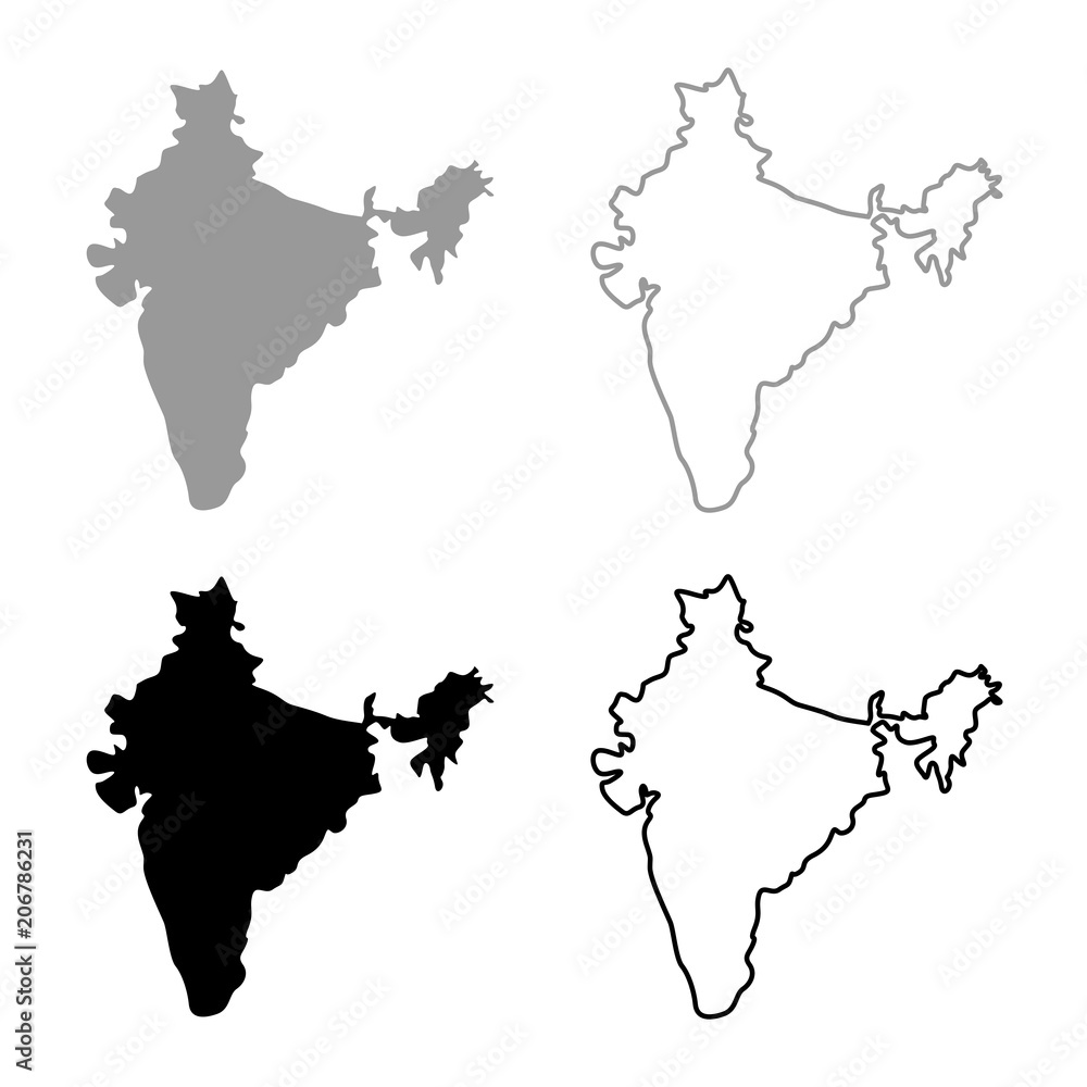 Map of India icon set grey black color Stock Vector | Adobe Stock