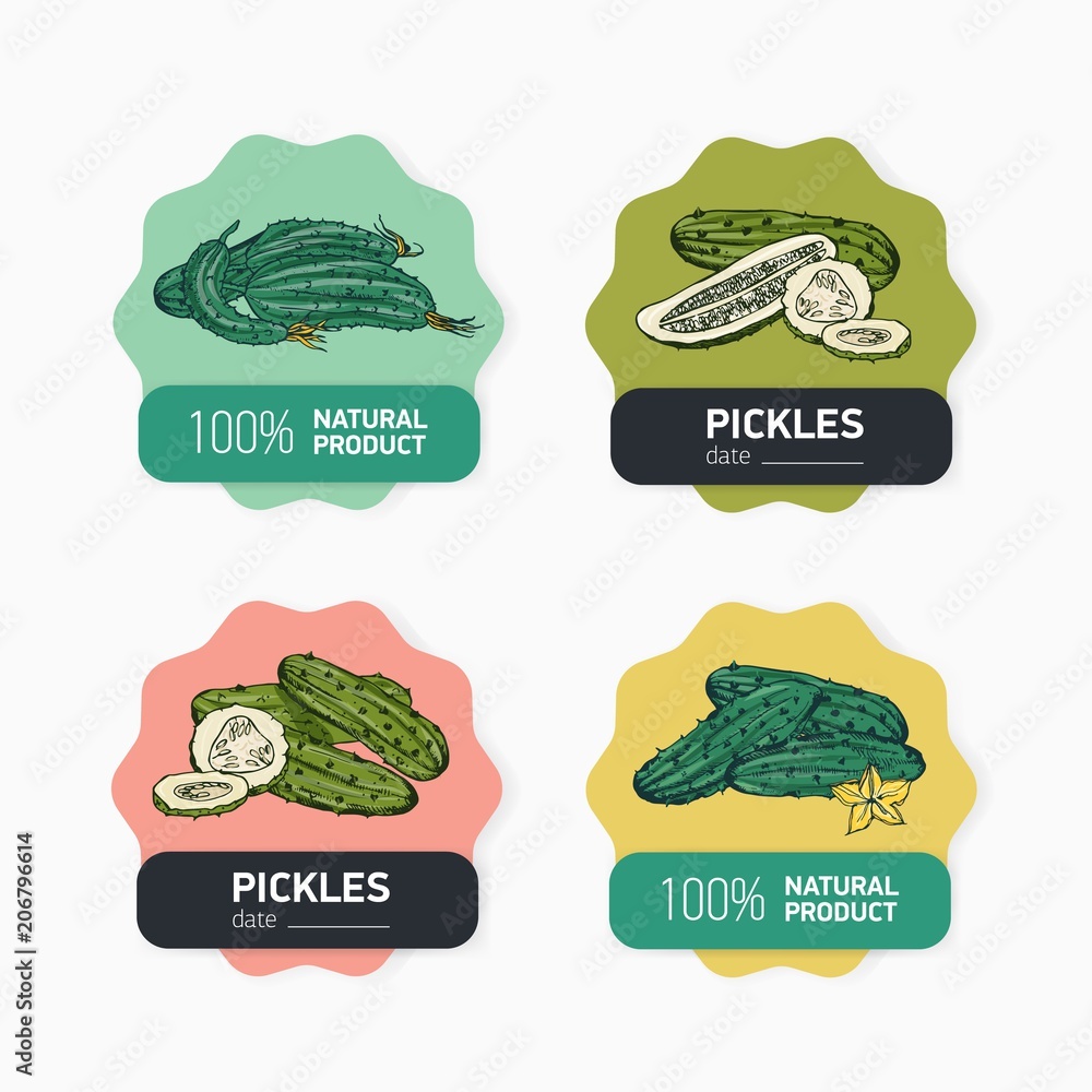 Collection of label or sticker templates with delicious whole and ...