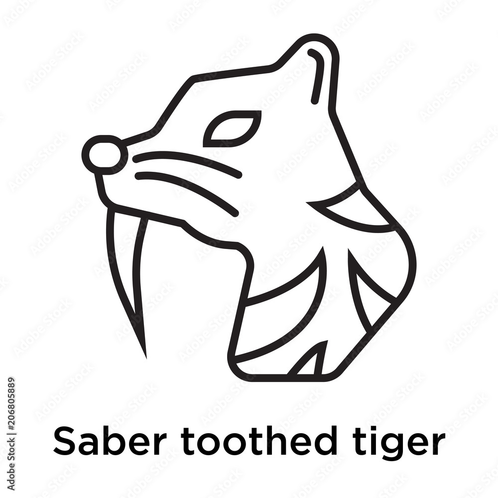 Saber toothed tiger icon vector sign and symbol isolated on white ...