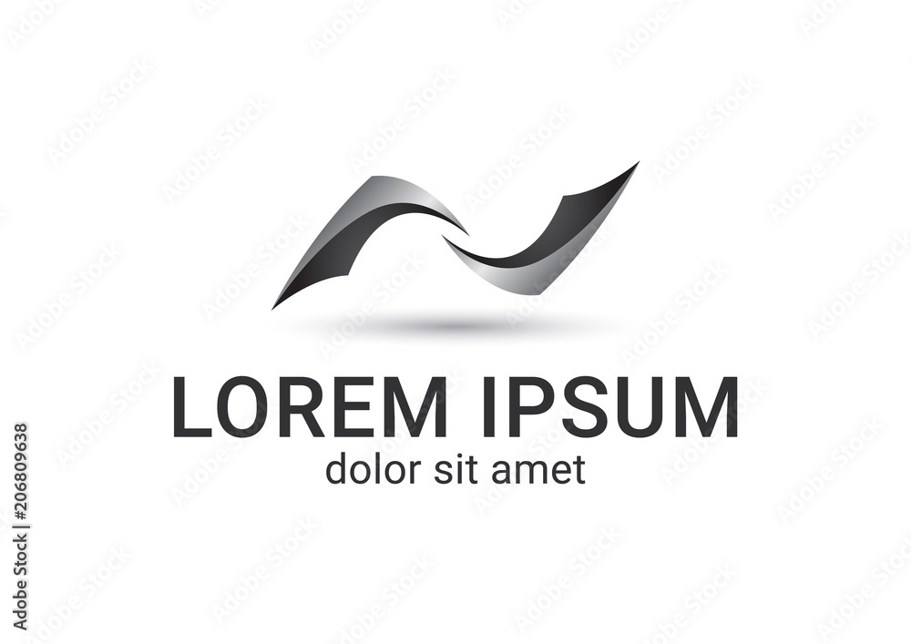 letter n vector logo design template, wave icon, sharp sign, curve ...