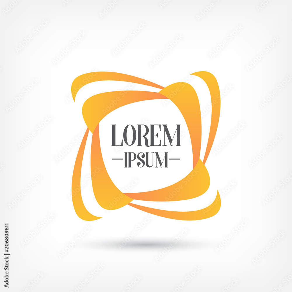 orange square vector logo design template, unity icon, weave negative ...