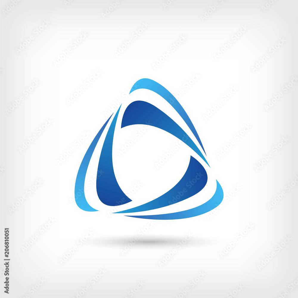 blue triangle vector logo design template, unity icon, weave negative ...