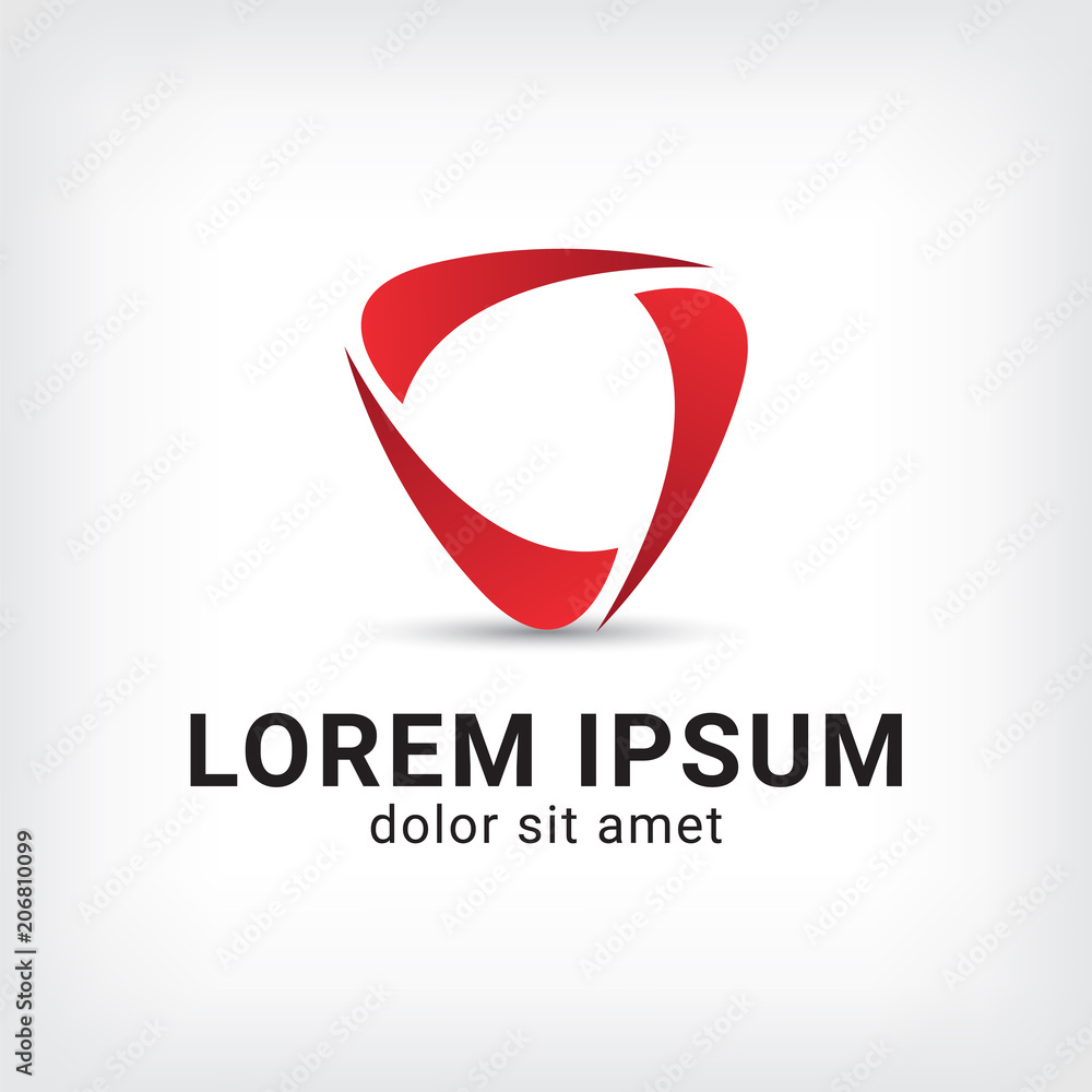 red triangle vector logo design template, unity icon, weave negative ...