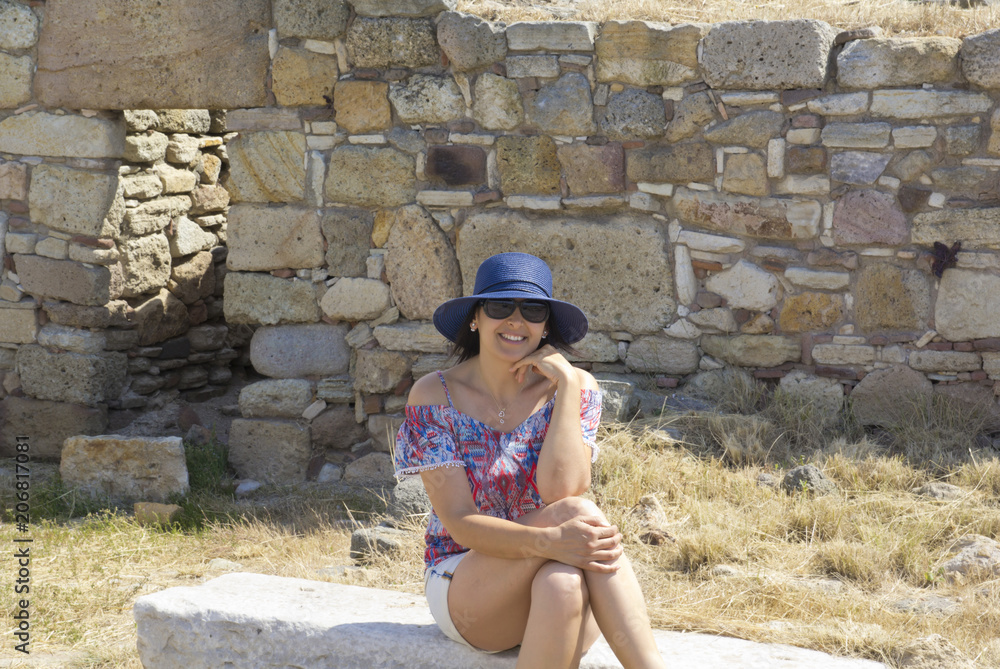 Beautiful Woman Portrait in Kyme Ancient City Izmir,Turkey Stock Photo ...