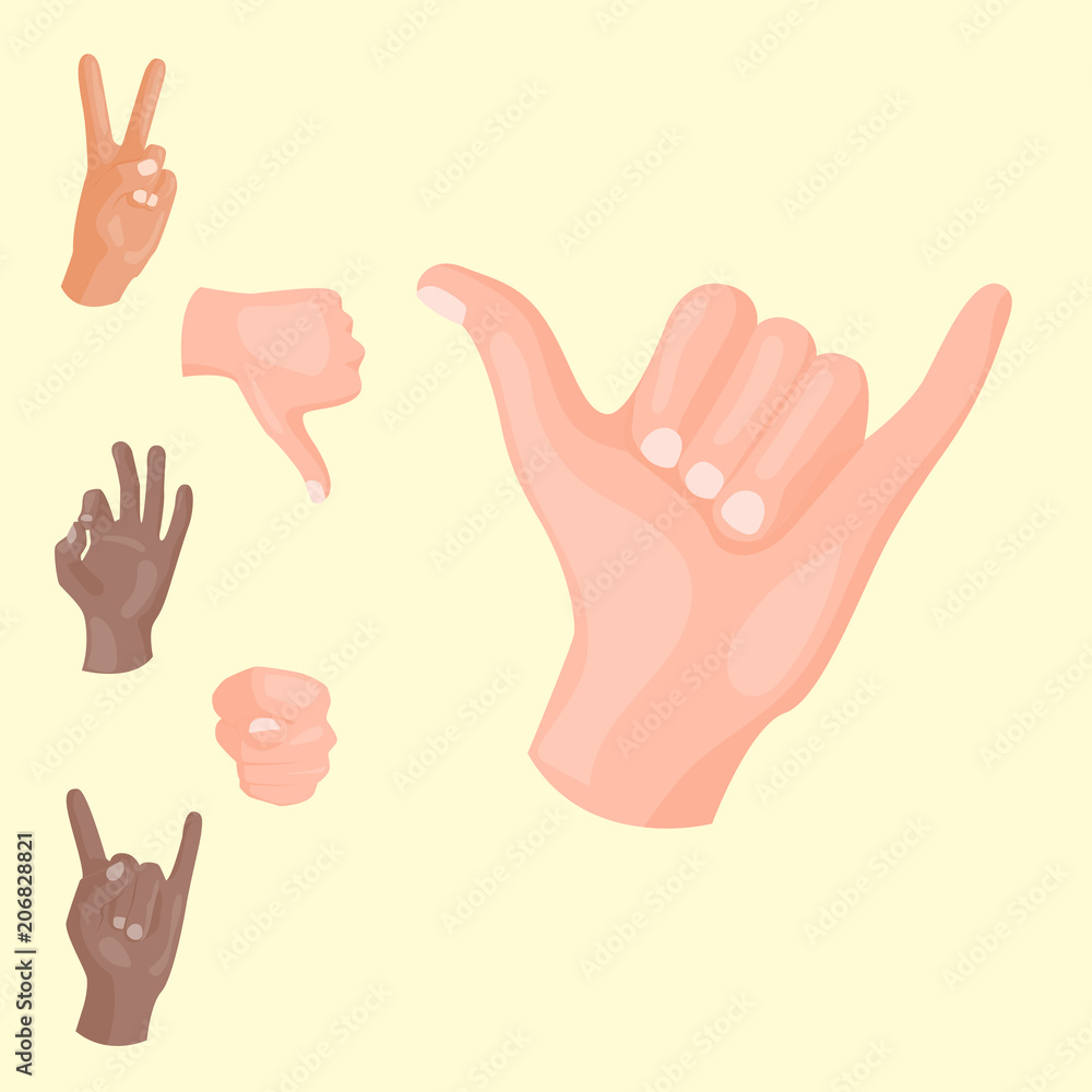 Hands deaf-mute different gestures human arm people communication ...