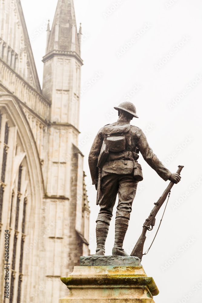 Statue of World War One Soldier in Winchester Cathedral Grounds Stock ...