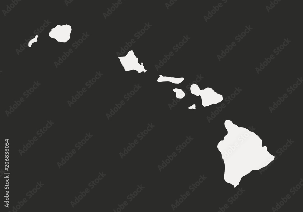 Hawaii map isolated on a black background. Hawaii USA. Vector ...