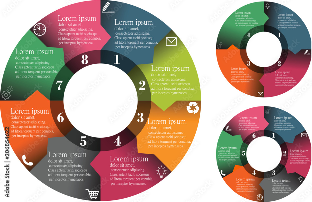 Infographic elements data visualization vector circle color set Stock ...