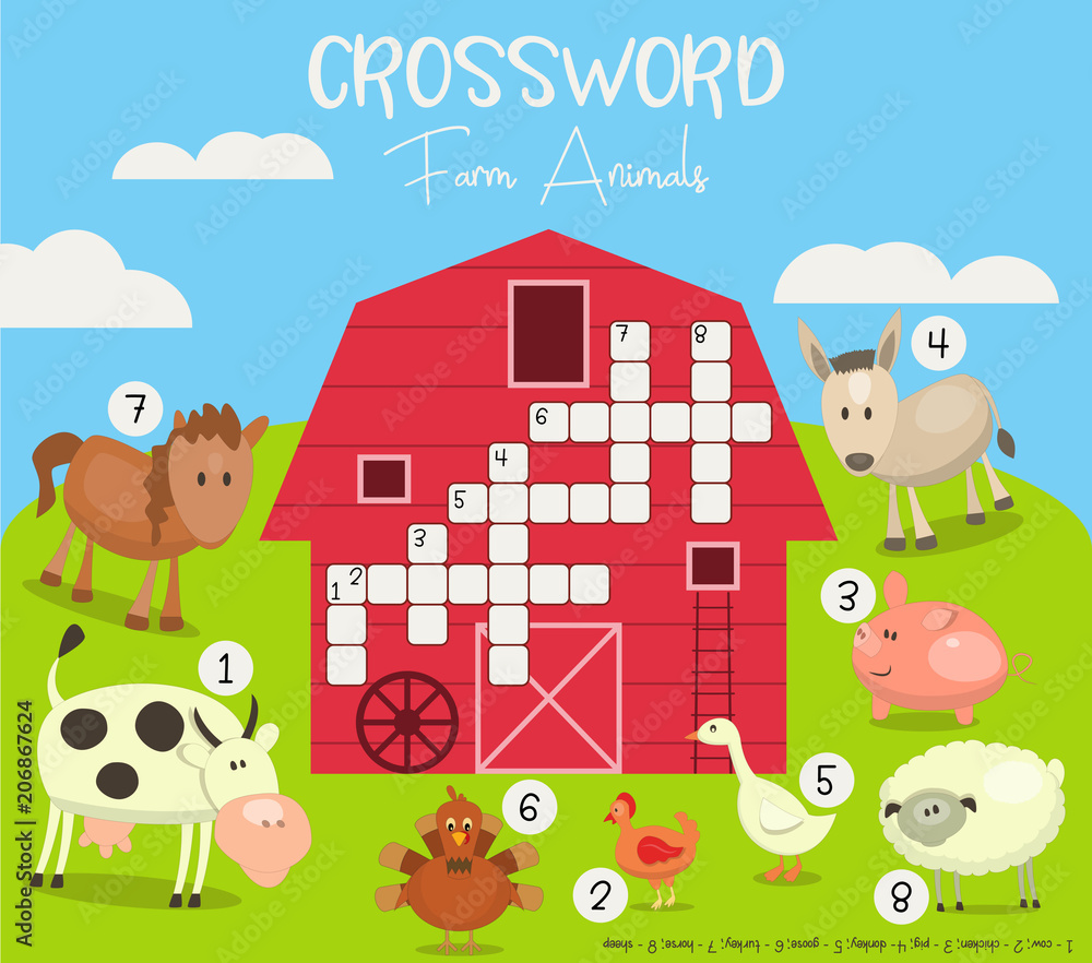 Colorful Crossword in English Stock Vector | Adobe Stock