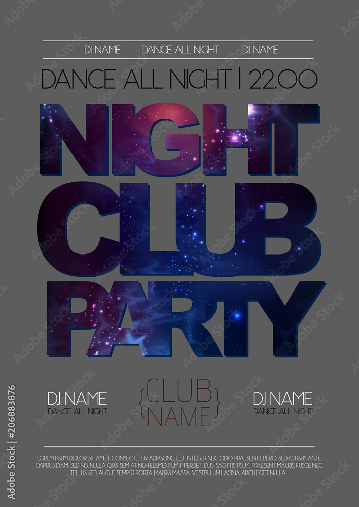Disco night club poster on open space background Stock Vector | Adobe Stock