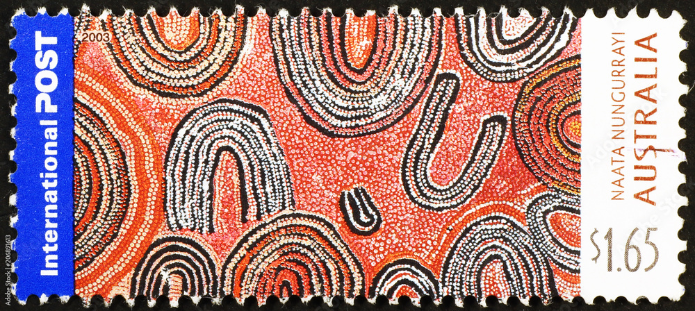 Aboriginal art on australian stamp Stock Photo | Adobe Stock