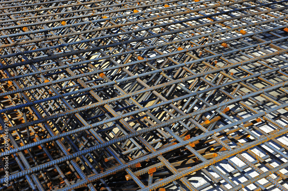 Production of reinforced concrete frame construction site Stock Photo ...