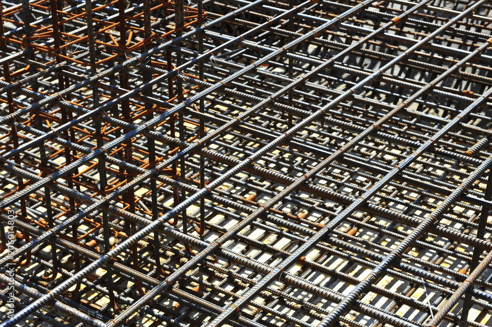 Production of reinforced concrete frame construction site Stock Photo ...