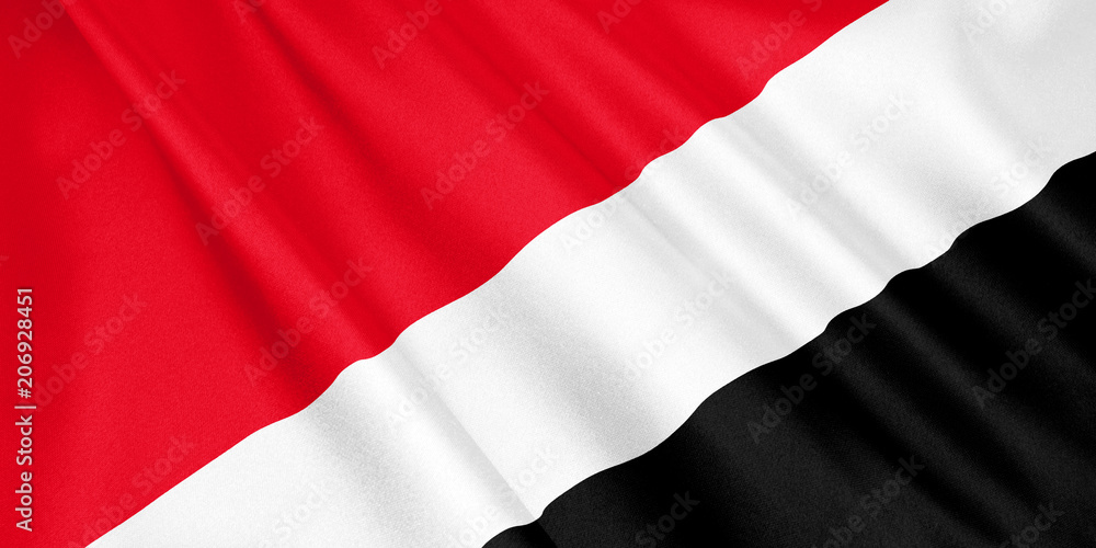 Principality of Sealand flag waving with the wind, wide format, 3D ...