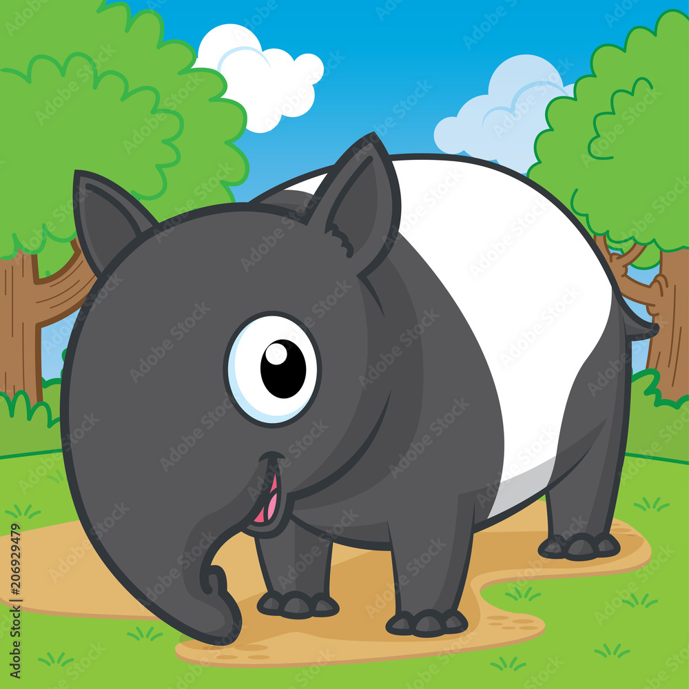 Tapir cartoon,Cute vector Stock Vector | Adobe Stock