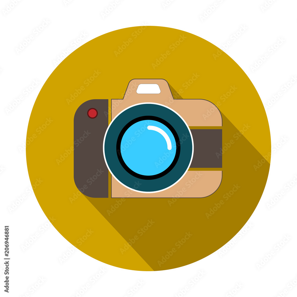 Camera Icon in trendy flat style isolated on dark yellow background ...