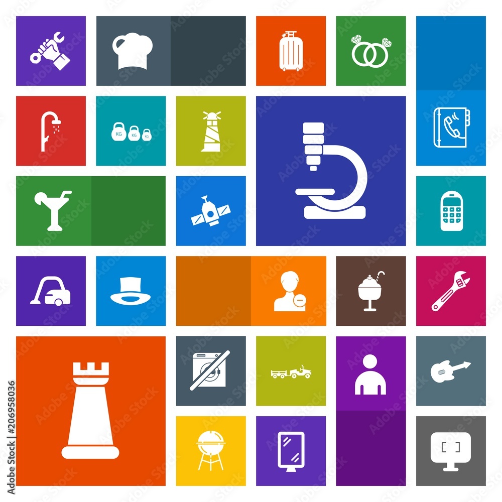 Modern, simple, colorful vector icon set with computer, wash, dont ...