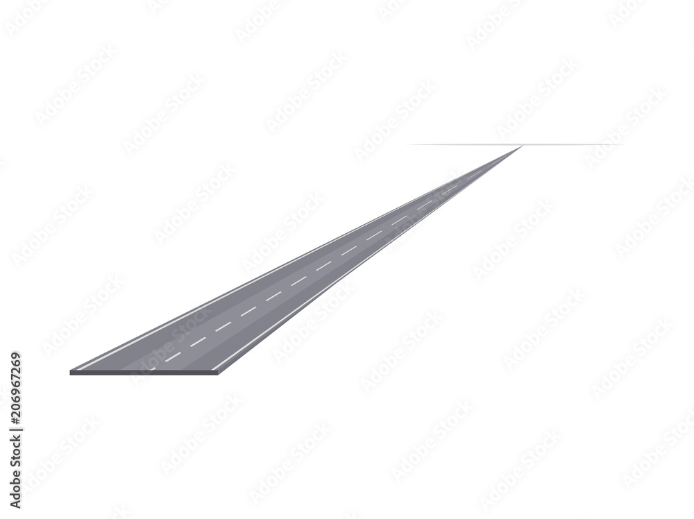 Smooth highway in diagonal to the horizon with markings element ...