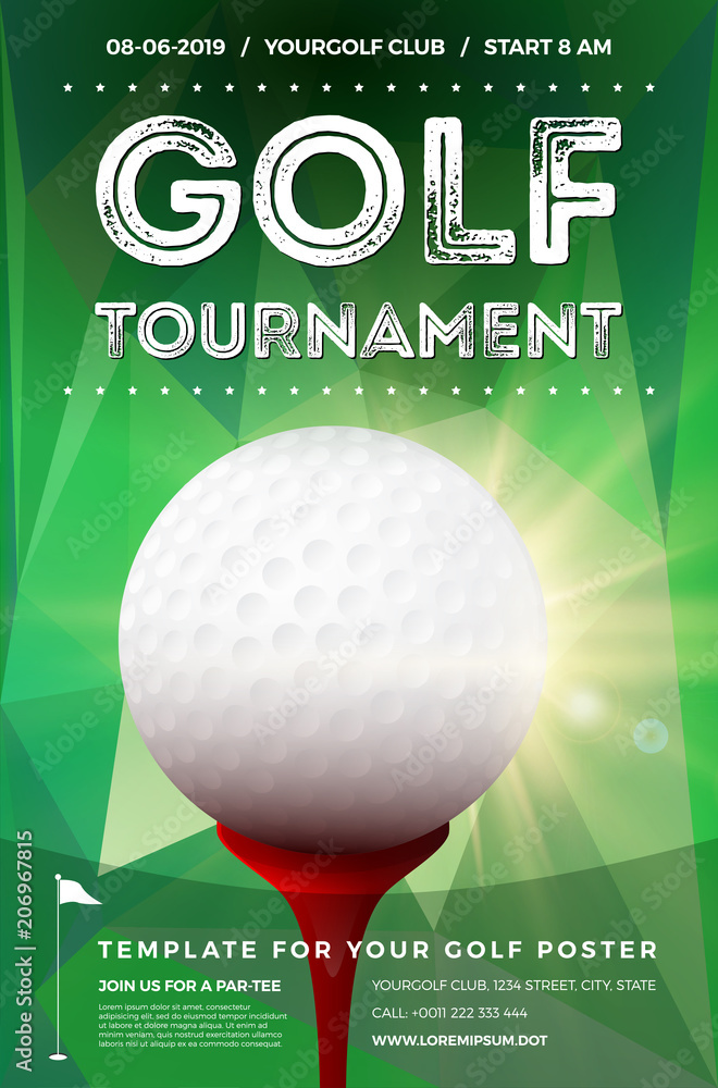 Golf tournament poster template with sample text Stock Vector | Adobe Stock