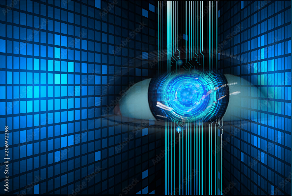 binary circuit board future technology, blue eye cyber security concept ...