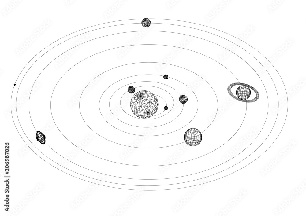 Solar System Blueprint - isolated Stock Illustration | Adobe Stock