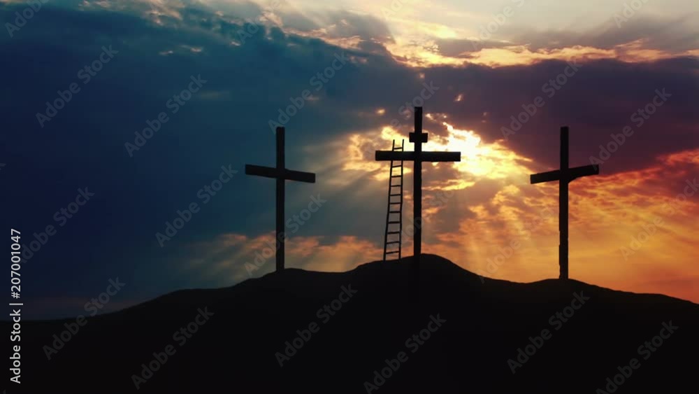 Calvary hill outside ancient Jerusalem where Jesus Christ was crucified ...