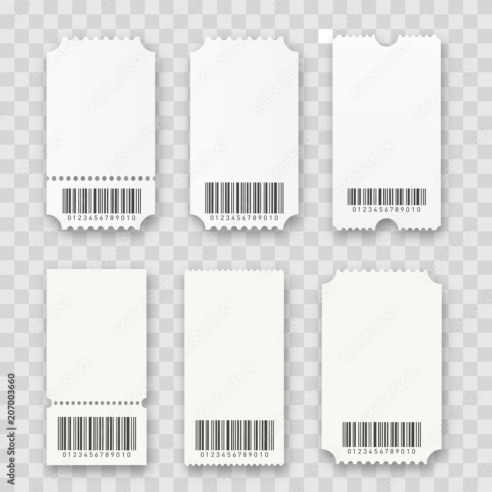 Blank tickets with barcodes isolated. Vector illustration Stock Vector ...