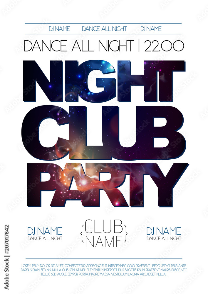 Disco night club poster on open space background Stock Vector | Adobe Stock