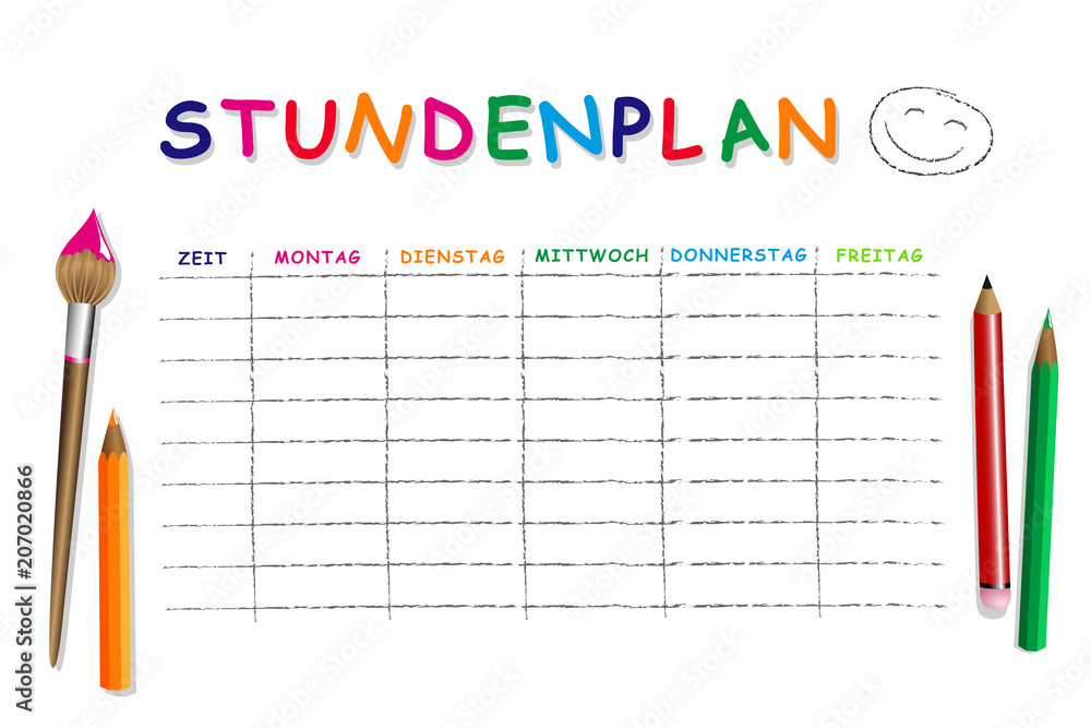 stundenplan für die schule Stock Vector | Adobe Stock