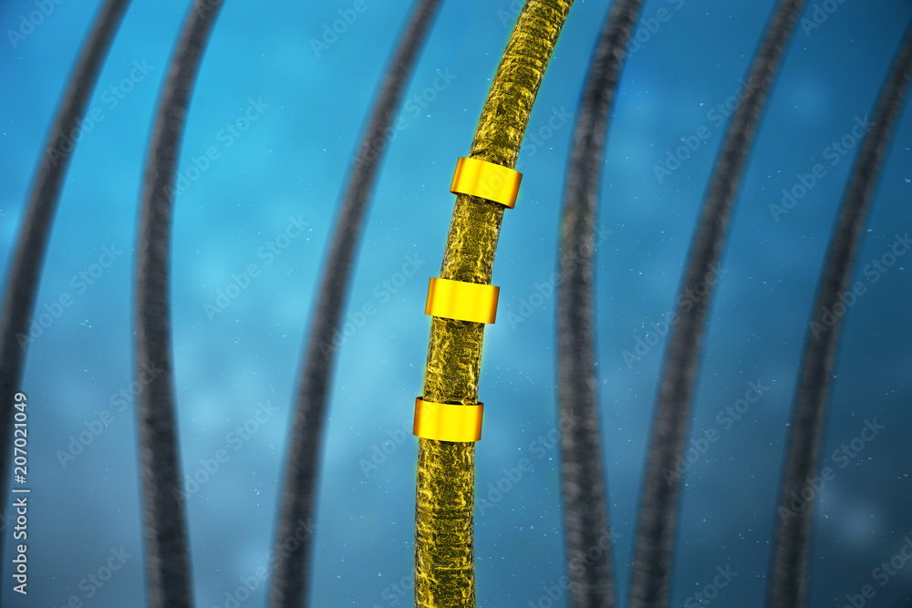 3D Rendering hair keratin strengthening, hair care. Treatment and care ...