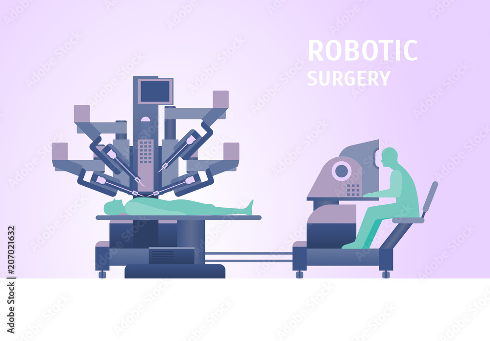 Cartoon Robotic Surgery Concept Card Poster. Vector Stock Vector ...