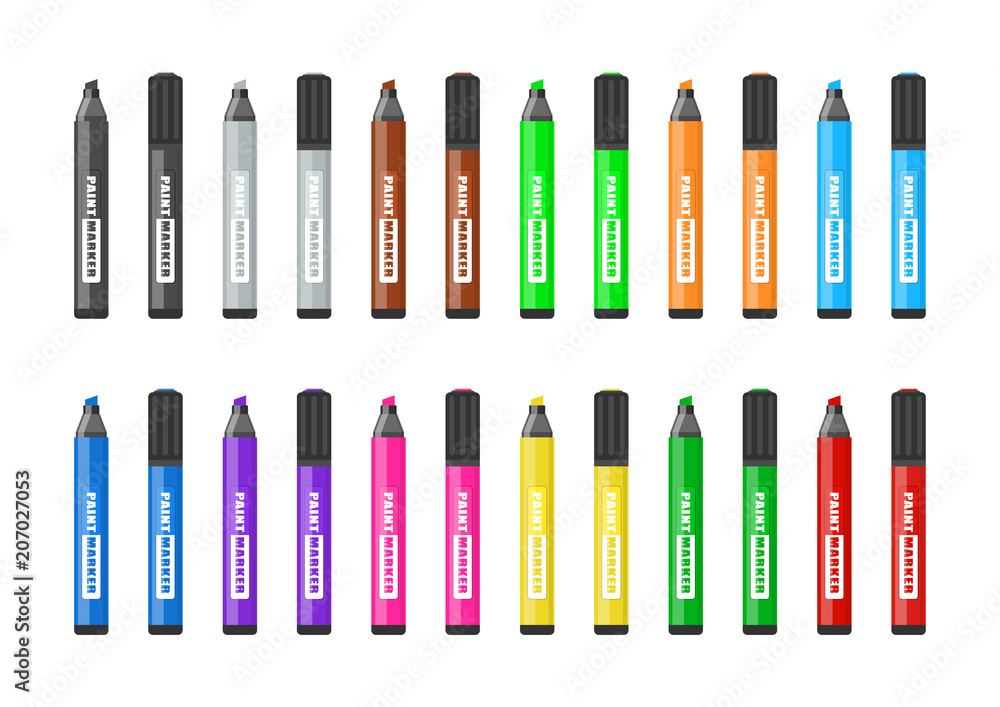 Vector illustration. Set of open and closed markers. Stock Vector ...