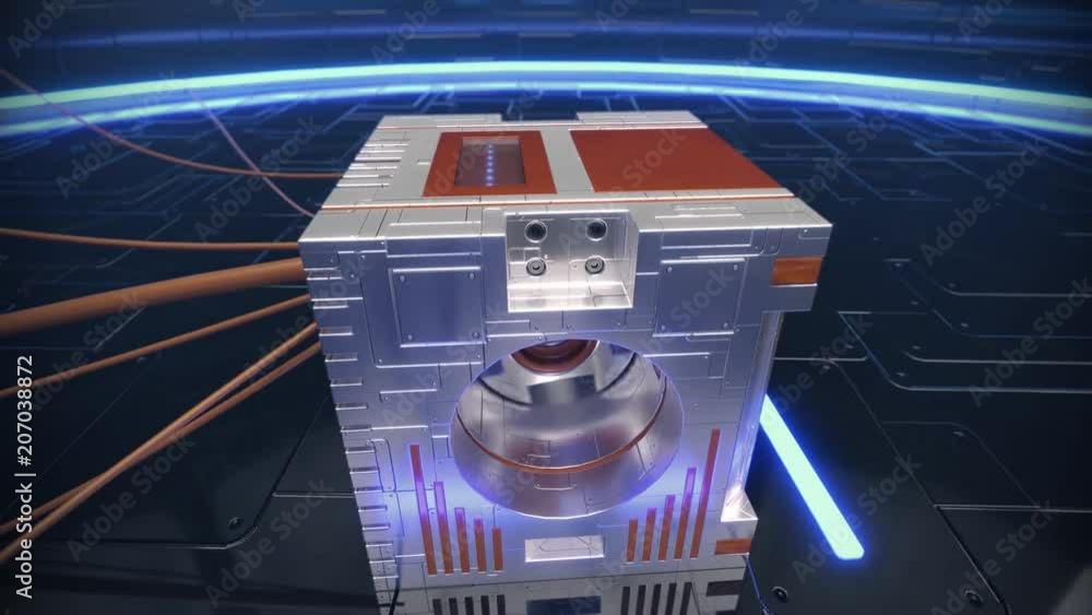 High tech machine futuristic sci-fi wires power electricity generator ...