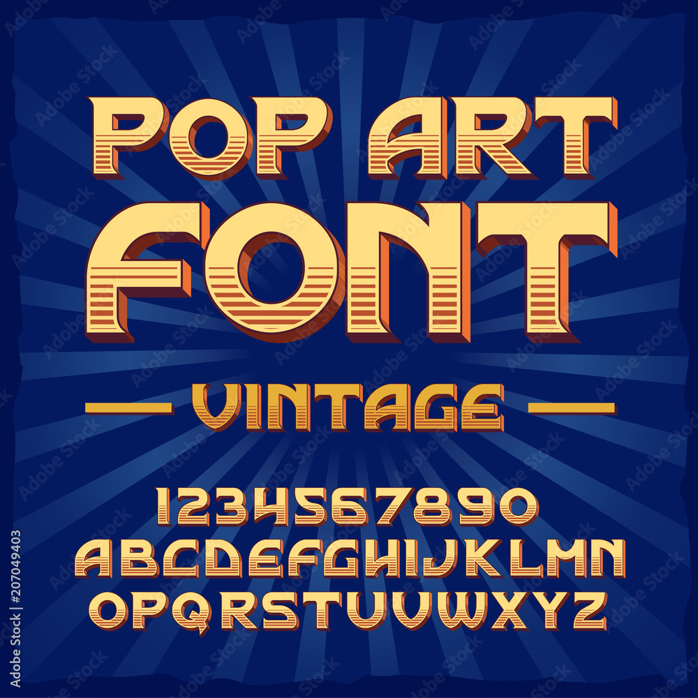 Pop art. Vector vintage typeface. Stock Vector | Adobe Stock