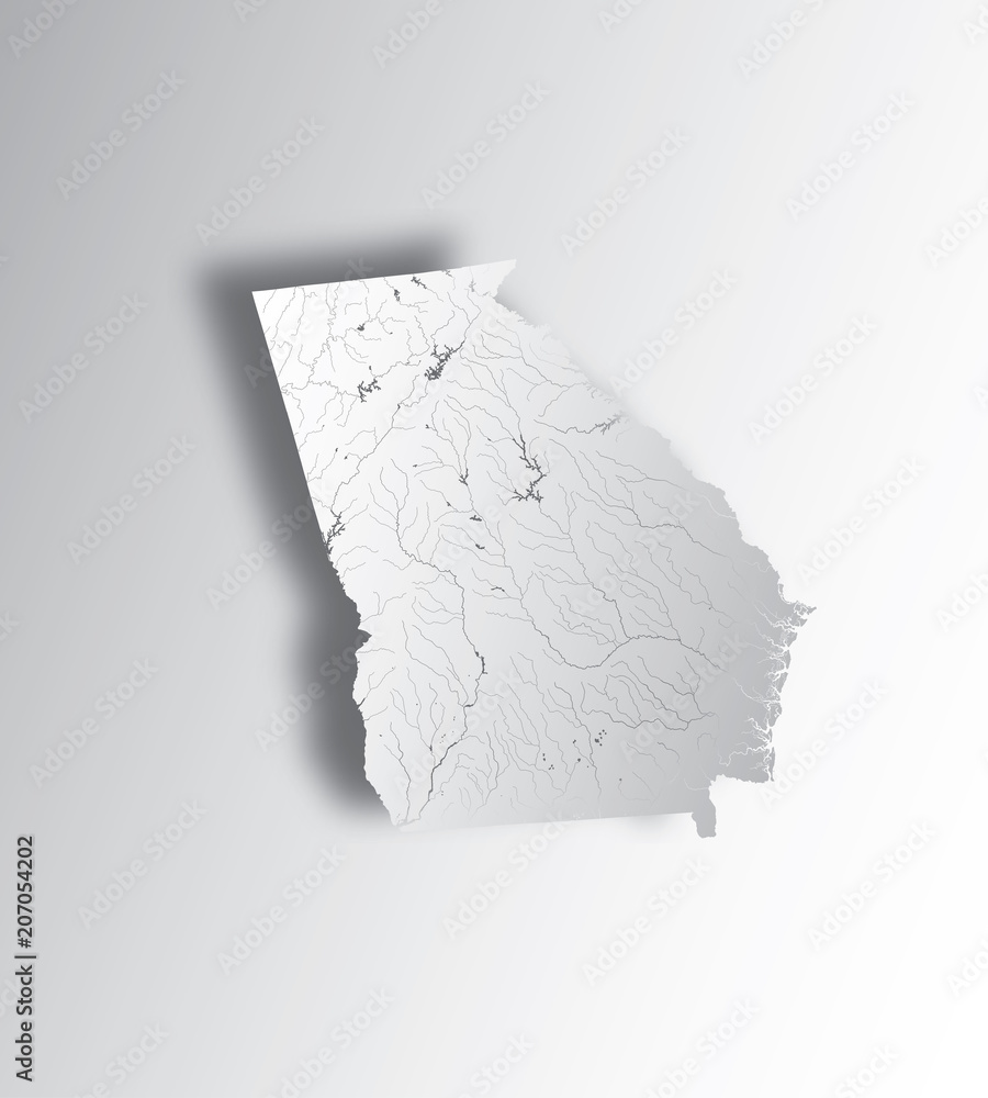 U.S. states - map of Georgia state with paper cut effect. Please look ...