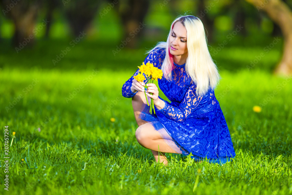 Beauty Concepts Smiling Positive Caucasian Blond Girl Picking Up