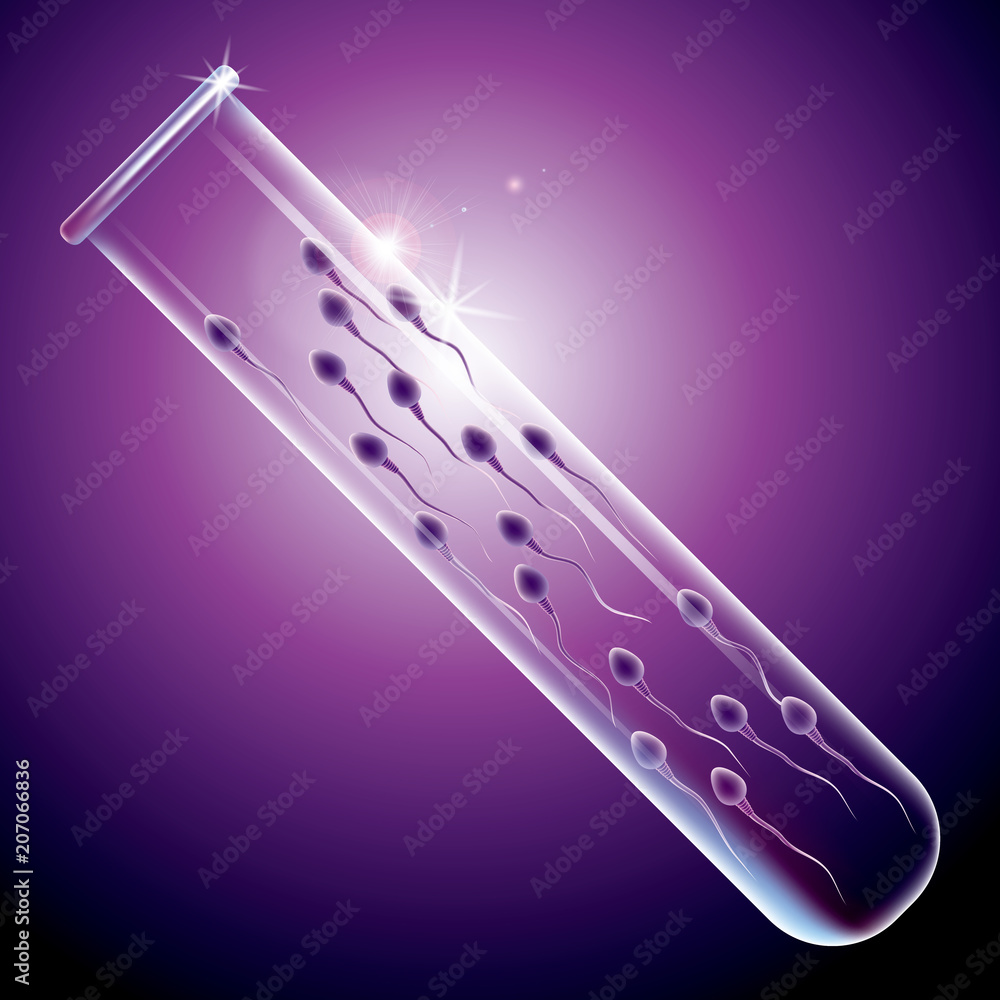 Sperm detection concept design, sperm in a test tube. The background is ...